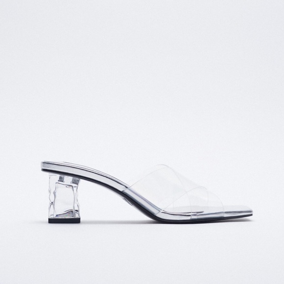 Zara | Shoes | Zara Vinyl Crushed Heels Sandals Transparent | Poshmark